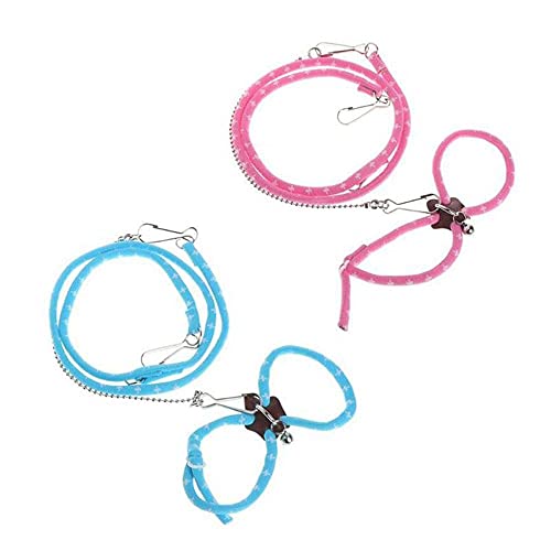Adjustable Nylon Harness Vest and Leash Set for Pet Hamster Gerbil Rat Mouse Ferret Chinchilla Ferret Squirrel Small Animal Walking Toy(Blue)