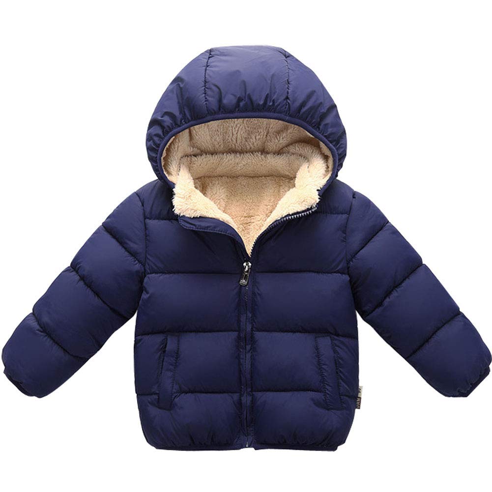 LAVIQK 1-7 Years Baby Boys Girls Toddlers Winter Coats Puffer Jacket with Removable Fur Hooded Down Snow Jacket Warm Fleece Coat Outerwear