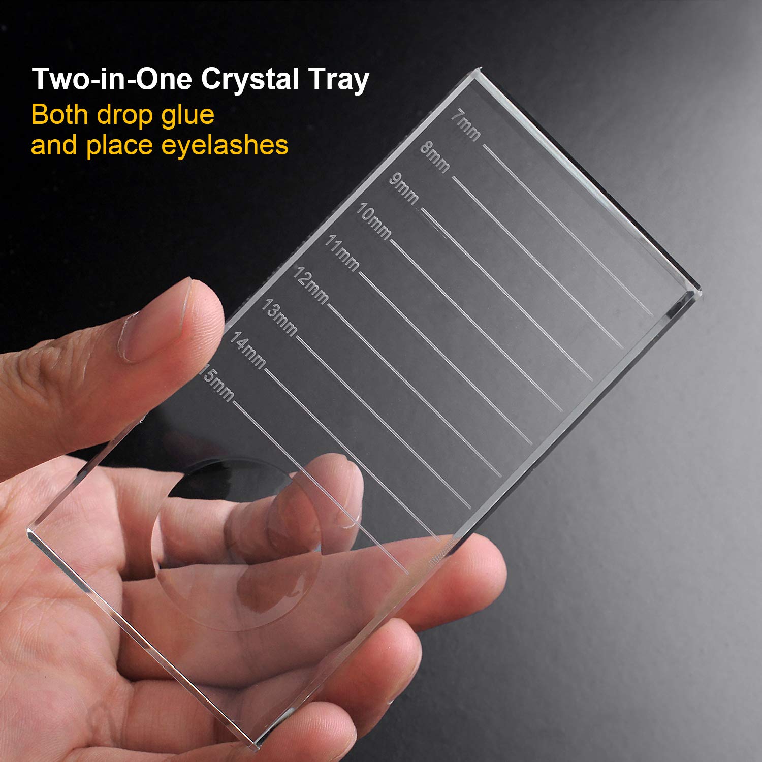 2-In-1 Eyelash Extensions Tray, Crystal Glass Lashes Adhesive Glue Stand Pallet Holder for Eyelash Extensions(Square)