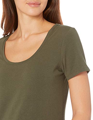 Amazon Essentials Women's Classic-Fit Short-Sleeve Scoop Neck T-Shirt (Available in Plus Size), Pack of 2, Dark Olive/Black, XX-Large