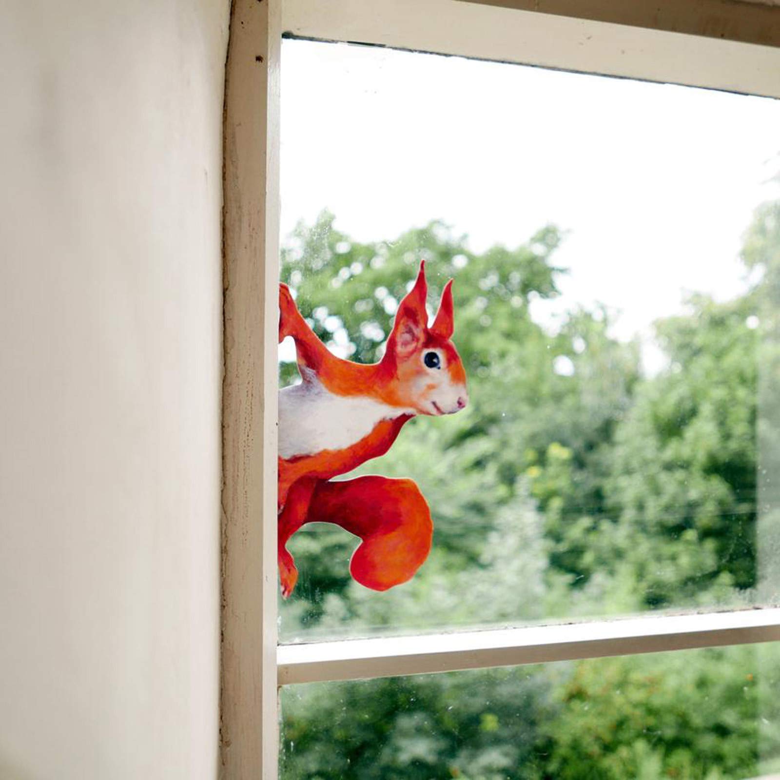 Peeping Squirrel Wall Decal, Woodland Animals Window Decal Cling - Christmas DIY Art Stickers for Bedroom Living Room Classroom Bathroom, Removable Fabric Kids Wall Sticker (3 pc)