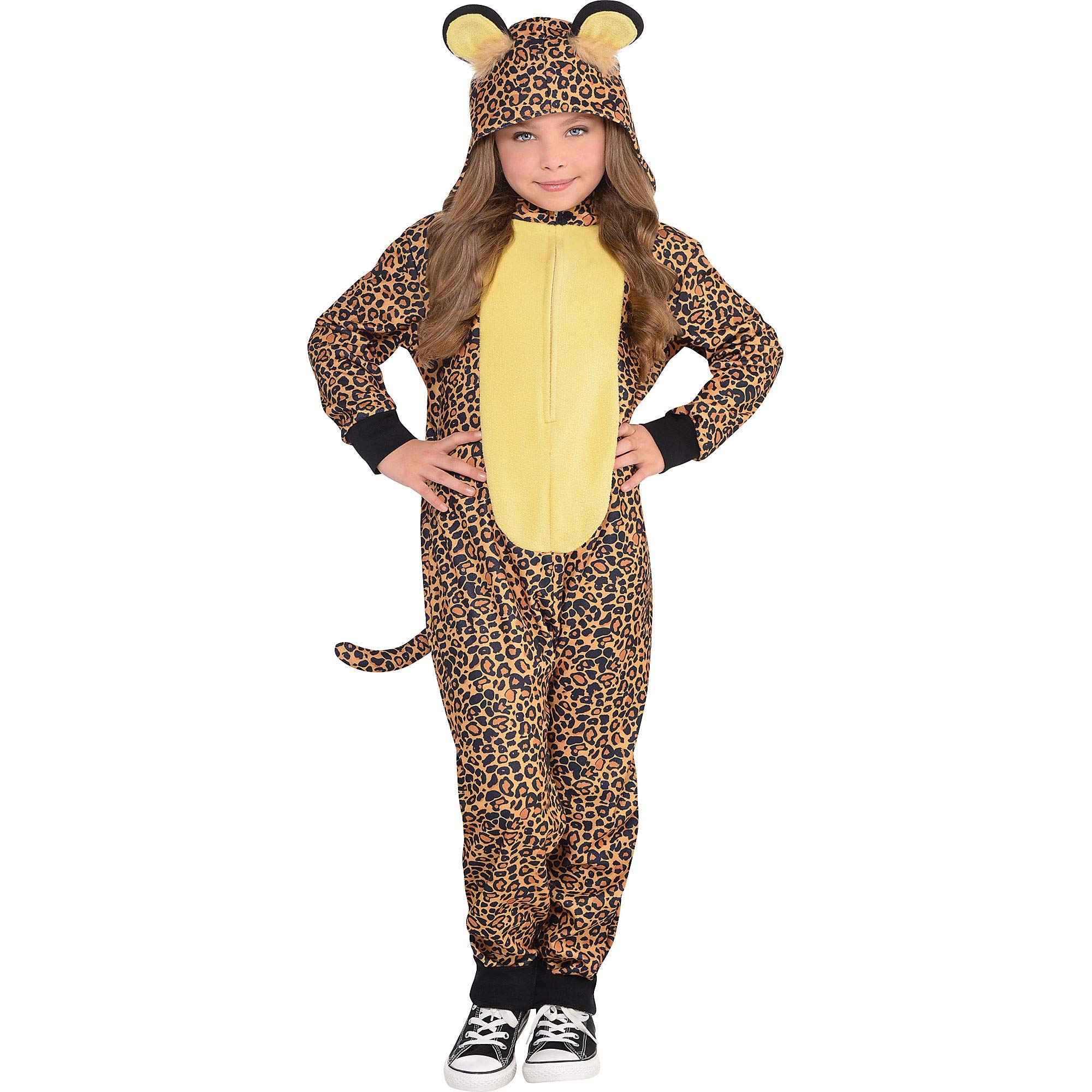 Amscan 848745 Girls Zipster Leopard One Piece Costume, Large Size (12-14 Years Old)