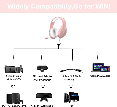 Anivia Pink Gaming Headset PS5 Headphones with Microphones Noise Canceling Headsets for Xbox one Laptop PC Mac