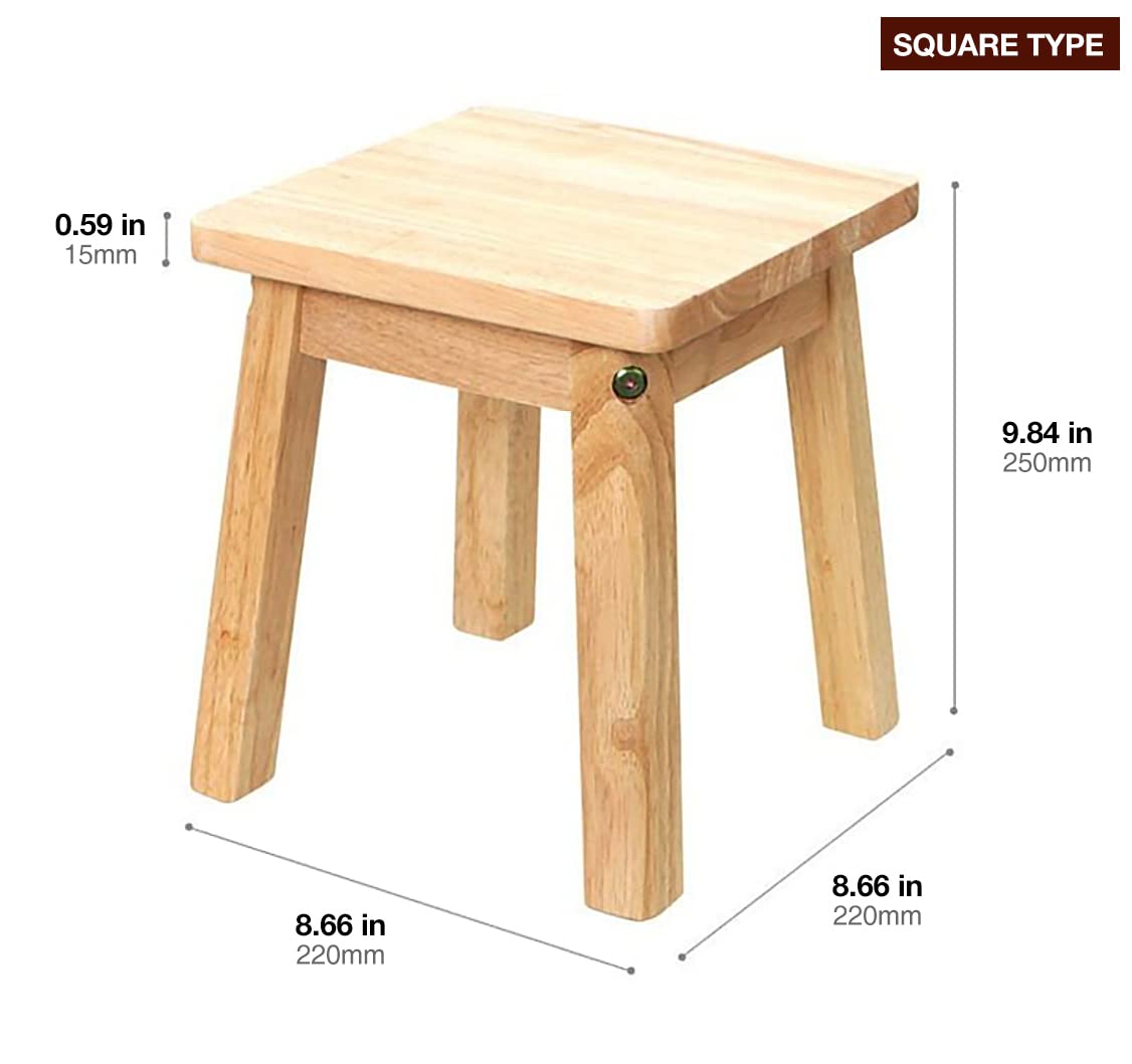 KSG kumsun Wooden Stools – Durable Wooden Stool for Bathroom, Kitchen, Bedroom, Kid’s Room – Square Low Stool with Assembling Kit – Durable and Long-Lasting Design – Practical and Versatile