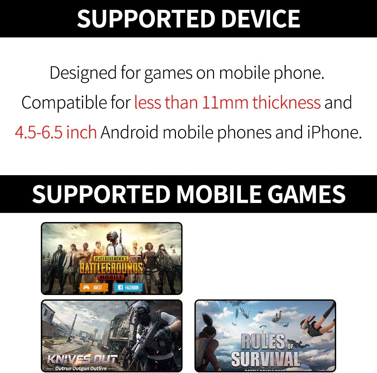 2Pcs Mobile Gaming Mechanical Controller Compatible with PUBG/Fortnite/Rules Trigger for Plug and Play Gaming [Trigger for iOS and Android Phone] (1 Pair)