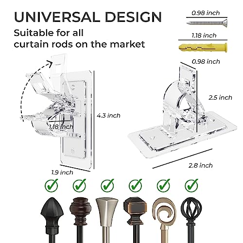 Antimbee 12 Pcs Adhesive Curtain Rod Holder, Stick on Wall Curtain Rod Hanging Bracket for Window, Shower