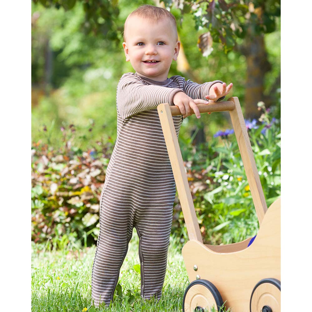 Ecoable Thermal Footed Romper: Organic Wool Silk Footie with Long Sleeves for Baby Boys or Girls, (EU 86-92| 12-24 months, Grey Melange)