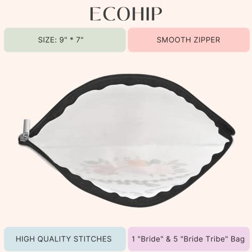 ECOHIP 6 Pack Bride Tribe Makeup Bag Bridesmaid Proposal Gifts Bridal Shower Party Bachelorette