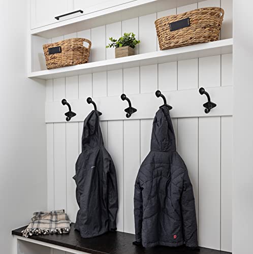 Antique Rustic Black Cast Iron Hooks,Antique Old Shabby Chic Cast Iron Hooks, Wall Mounted Hooks (Set of5 ) Ymaiss Vintage Inspired Coats Towel Hook Robe Hook