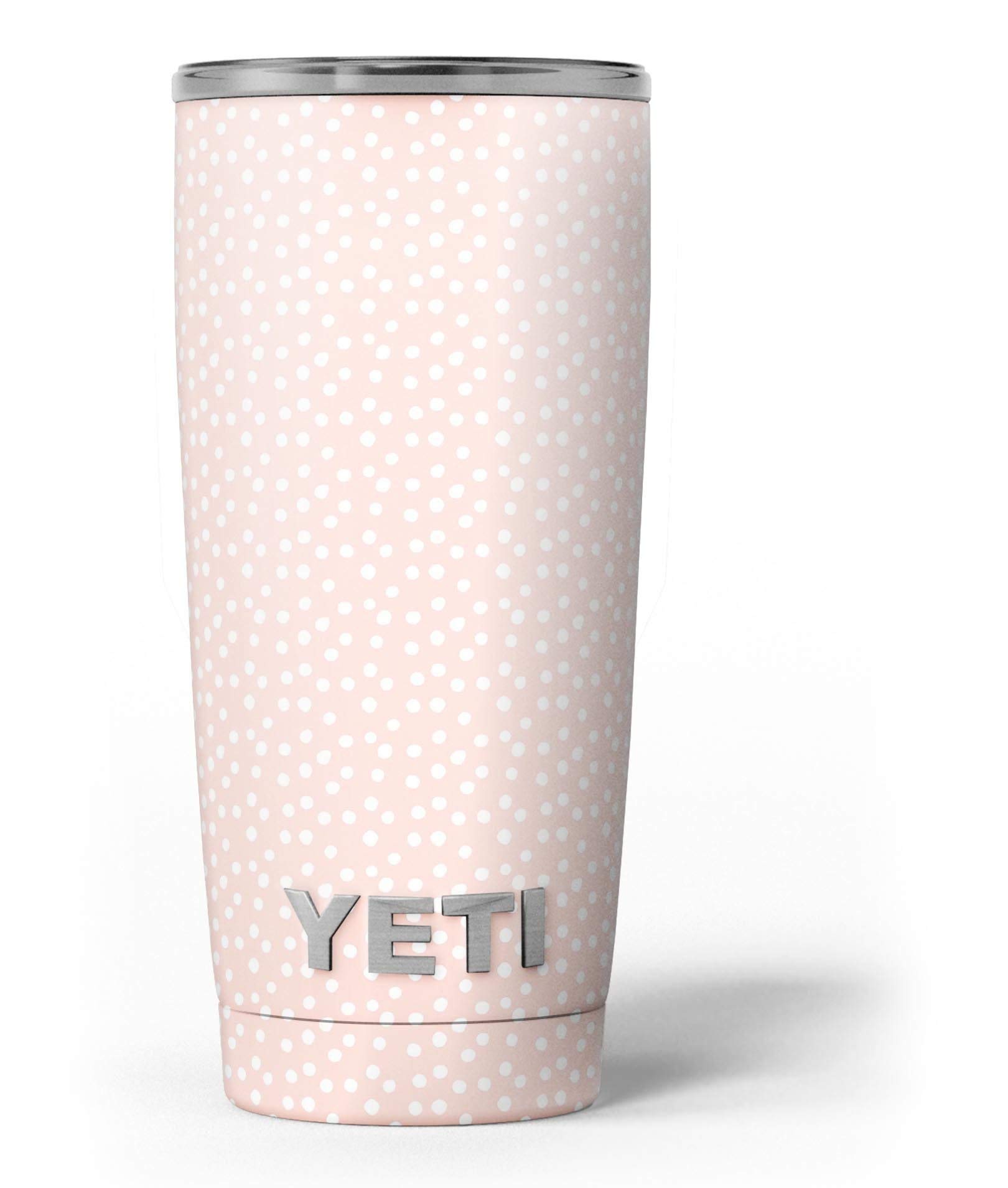 Design Skinz The Coral and White Micro Polka Dots - Skin Decal Vinyl Wrap Kit Compatible with The Yeti Rambler Cooler Tumbler Cups