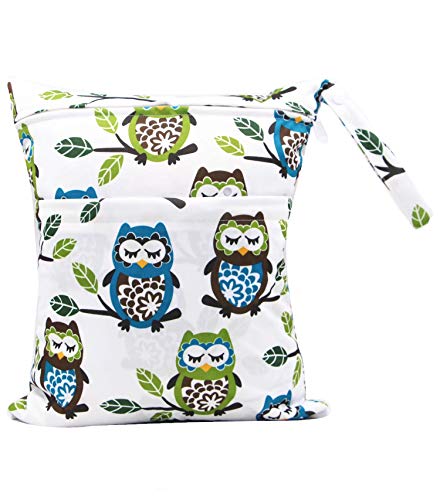 PandaEar (2 Pack Waterproof Wet Dry Bags Reusable Cloth Diaper | Multi-Functional Beach Travel Pool Yoga Gym Bag for Baby Items Swimsuits or Wet Clothes (Multi-Color 1)