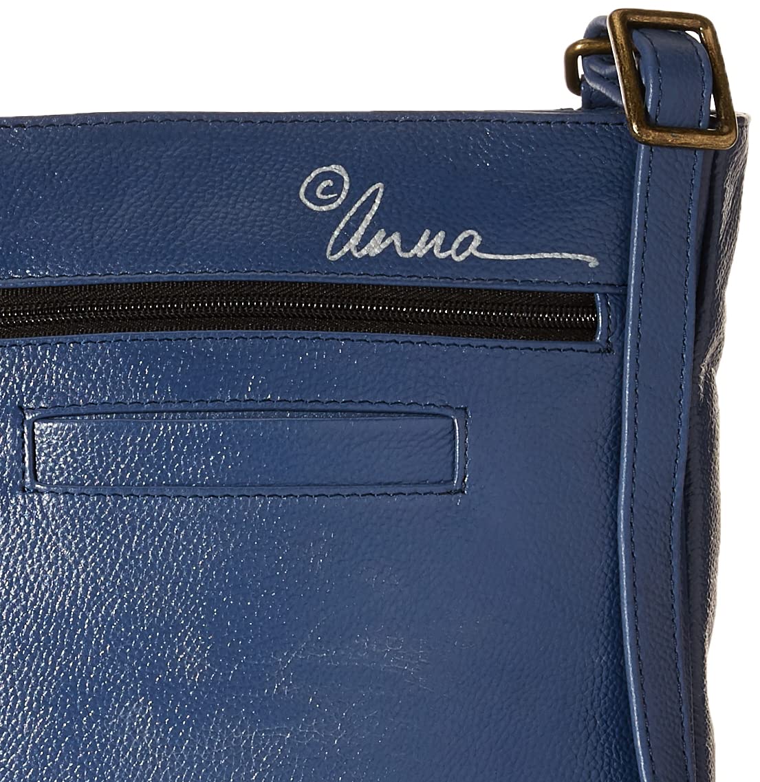 Anna by Anuschka Women's Anuschka Women s Genuine Leather Medium Crossbody Handbag Hand Painted Exterior Romantic Rose Bl, Romantic Rose Blue, One Size US