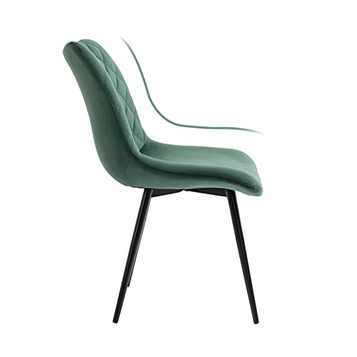 ANOUR Modern Dining Chairs, Velvet Kitchen Chair, Living Room Chairs, Set of 2, Upholstered Side Chair with Metal Legs for Dining Room Kitchen Bedroom Vanity