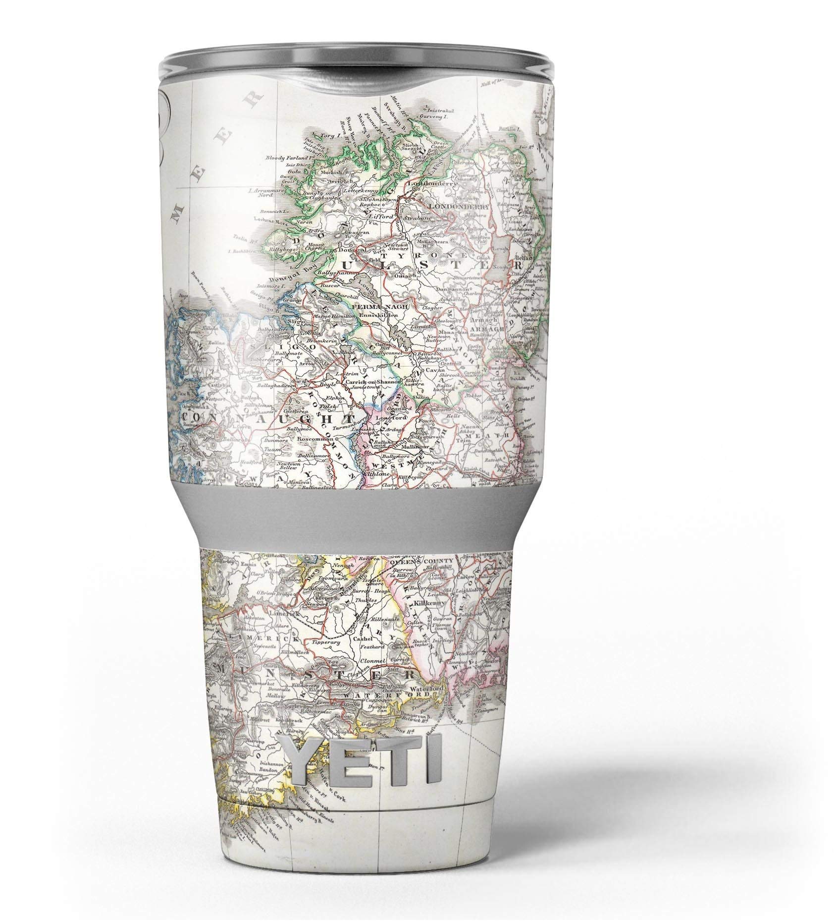 Design Skinz The Vintage Ireland Map - Skin Decal Vinyl Wrap Kit Compatible with The Yeti Rambler Cooler Tumbler Cups