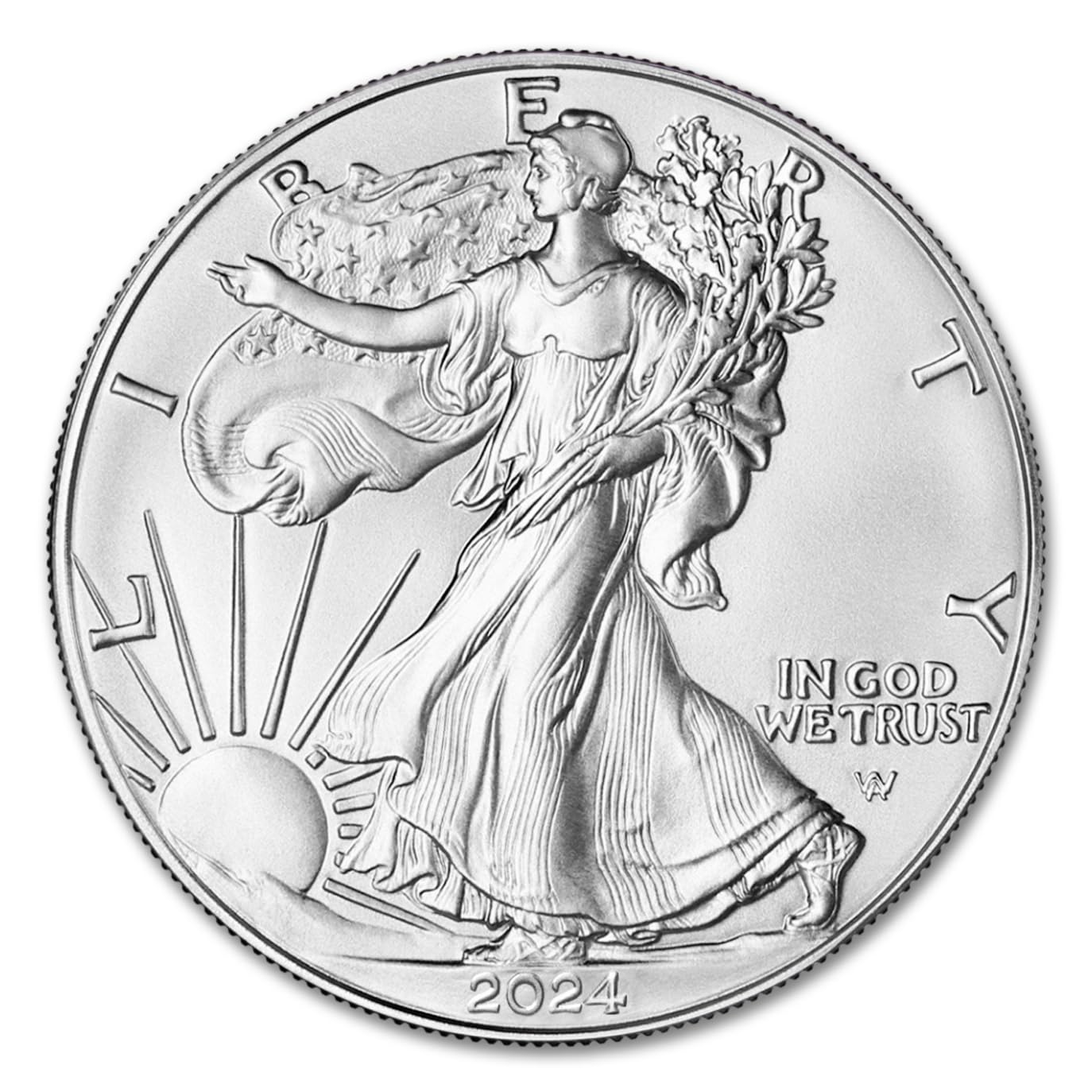2024 - Lot of (5) 1 oz American Silver Eagle Coins Brilliant Uncirculated with Certificates of Authenticity $1 Seller BU