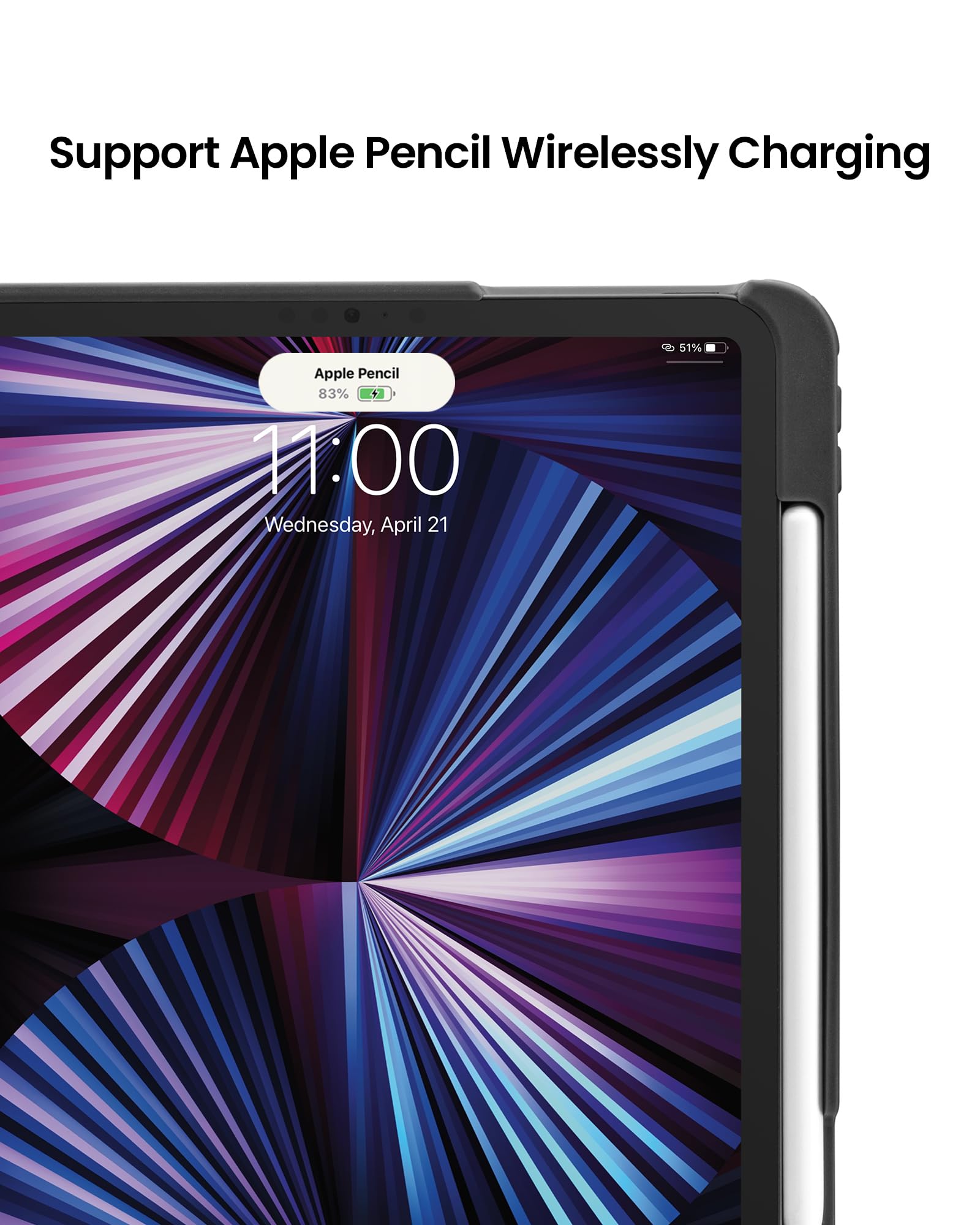 tomtoc Vertical Case for iPad Pro 11-inch 4th/3rd Gen 2021-2022, Slim Protective Anti-Bend Case with Magnetic Stand for 3 Use Modes, Support Wireless iPad Pencil Charging, Black