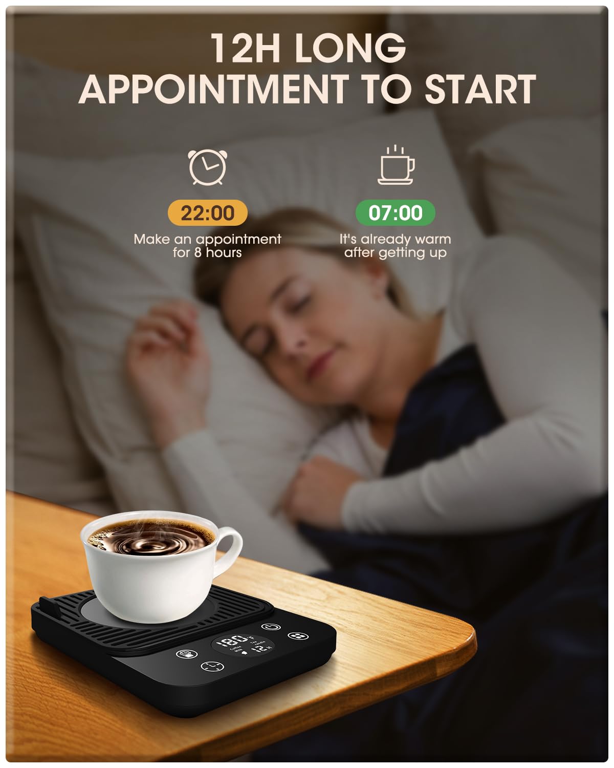 2024 Upgraded Coffee Mug Warmer for Desk, Smart Electric Coffee Warmer, 1H Drink Water Reminder, 4 Mode, 8H Auto Shut Off, 9 Temperature, 12H Timer, Gifts for Women and Men