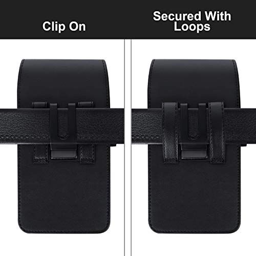 Mopaclle Phone Holster for Samsung Galaxy A12/A52/A53/A71/A73/ A03s A04s/ Note 20 Ultra Note 8 9/ S22 Plus S23+/14 Plus 11 Pro Max, Leather Belt Clip Cell Phone Holster Pouch with ID Card Belt Holder