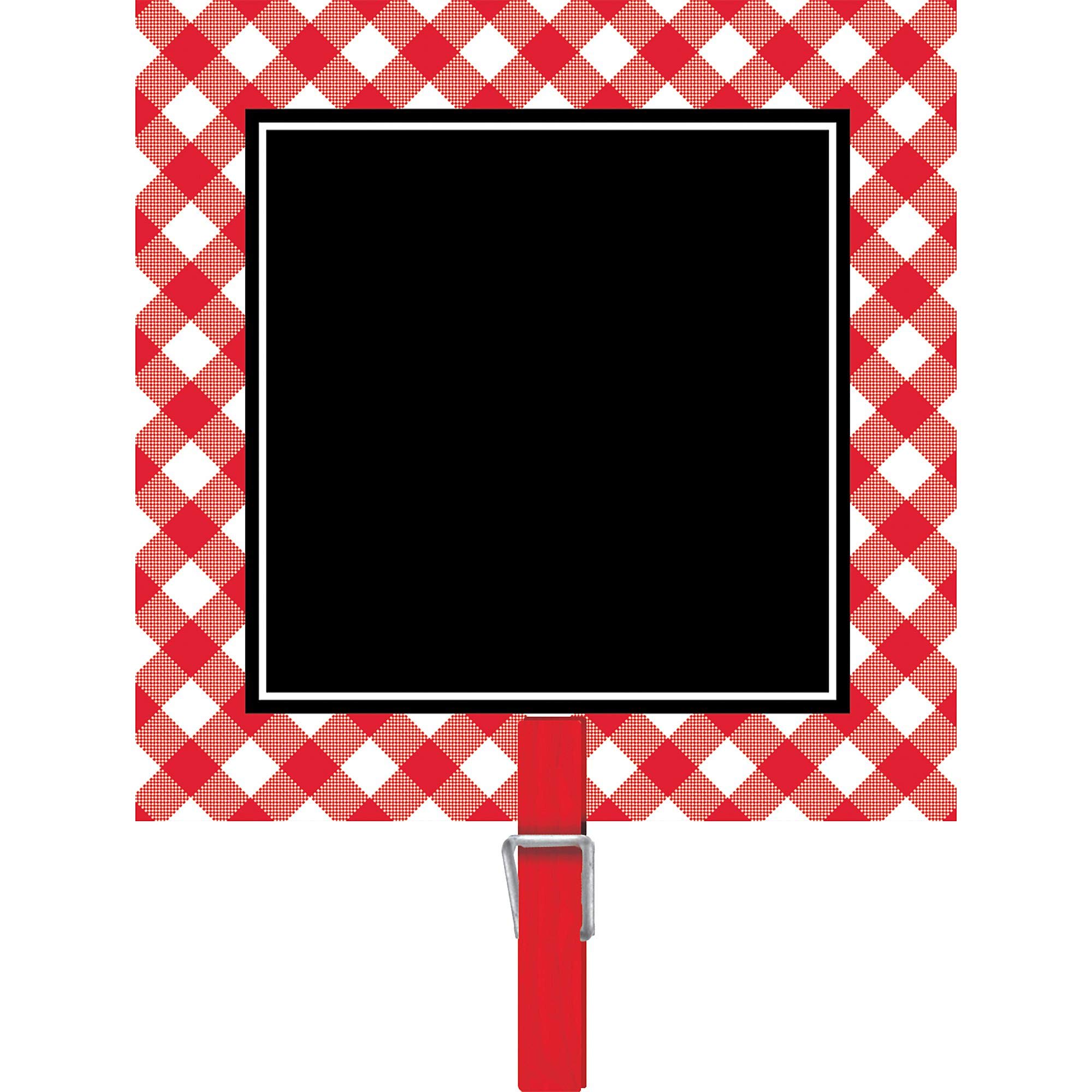 Amscan Picnic Party Chalkboard Clips - 3' x 3', Red Gingham, 8 Pcs