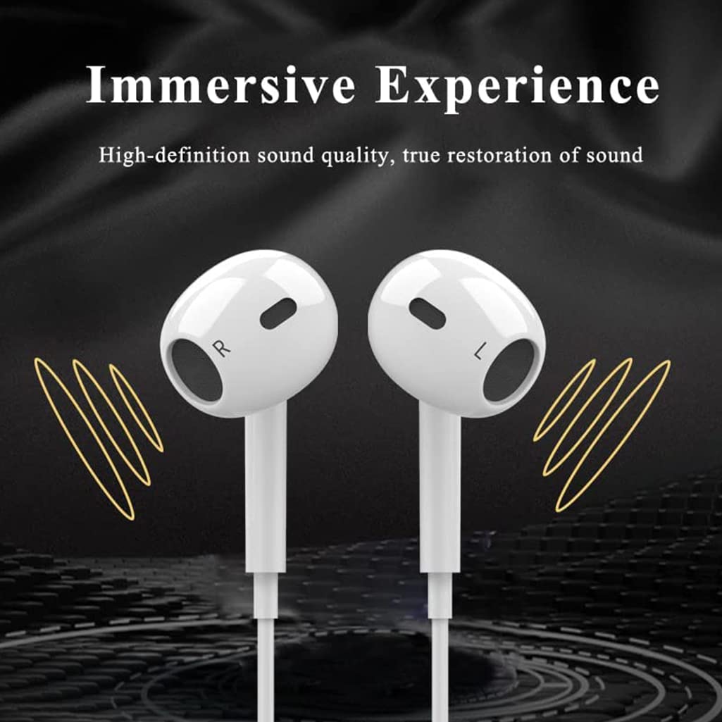 2 PACK Apple Earbuds Headphones with Lightning Connector【Apple MFi Certified】(Built-in Microphone&Volume Control)Wired in-Ear Stereo Noise Canceling Isolating Earphones for iPhone 14/13/12/11/SE/X/8/7