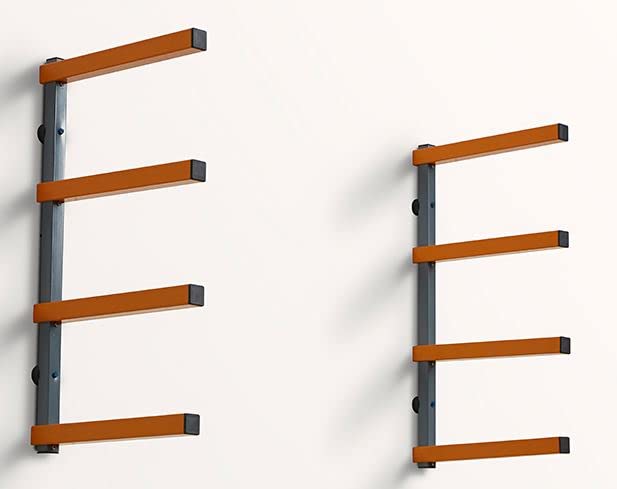 Bora Portamate Wood Organizer and Lumber Storage Metal Rack with 4-Level Wall Mount - Indoor & Outdoor Use - PBR-004