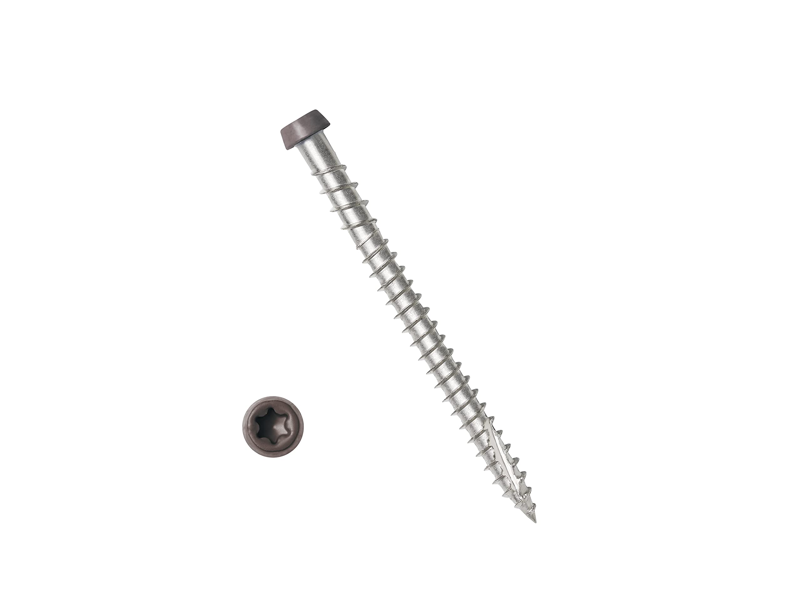YYL,Composite Decking Stainless Steel Wood Screw, #10x2-1/2,Star Drive,Torx 20, Type 17 Slot Point,Wood Screw,1 Free Bit Included (#10x2-1/2, Dark Brown, 350)