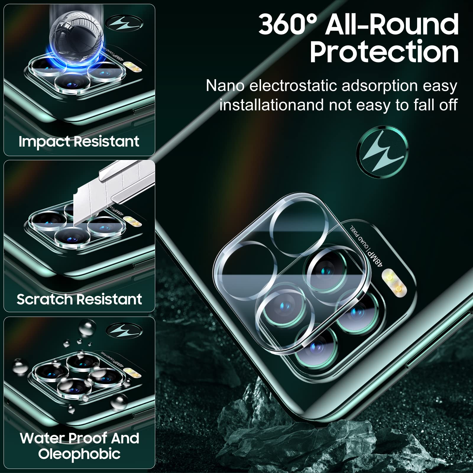 UniqueMe [ 2+2 Pack Screen Protector Compatible with Motorola moto G stylus 5G 2021 Tempered Glass Screen Protector + Camera Lens Protector [Not for Moto G Stylus 4G 2021]【Only for 2021 model】
