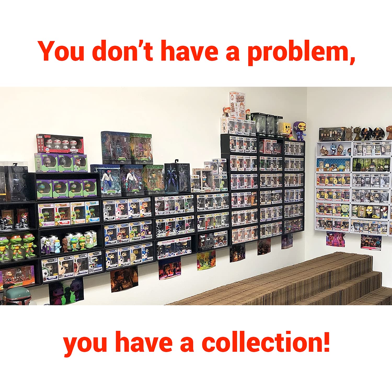 12 Single Row in Box Display Cases for 4 in. Funko Pop Collectible Toy Figures, Black Cardboard