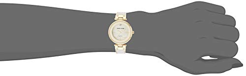 Anne Klein Women's AK/2512IVGB Diamond-Accented Dial Gold-Tone and Ivory Bangle Watch