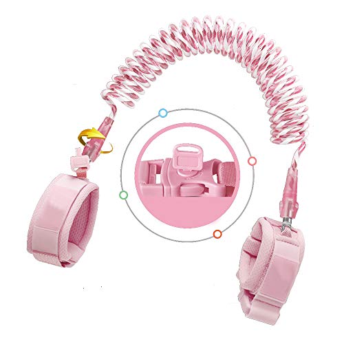 Anti Lost Wrist Link Kids Leash Child Safety Wristband Toddler Harness Leash with Lock (Pink) (Reflective Pink)