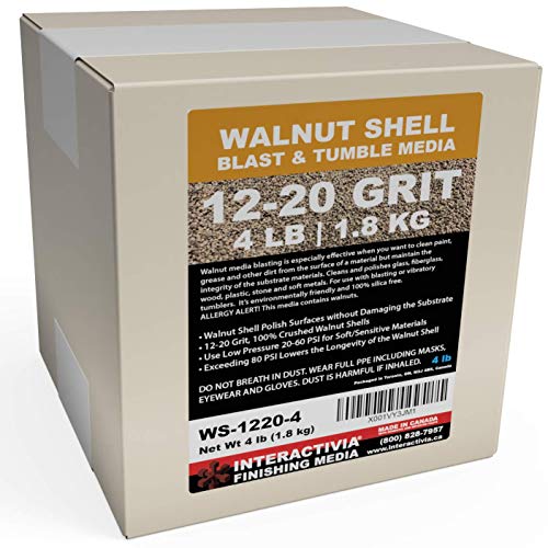 4 lbs or 1.8 kg Ground Walnut Shell Media 12-20 Grit - Medium Course Walnut Shells for Tumbling, Vibratory Or Blasting