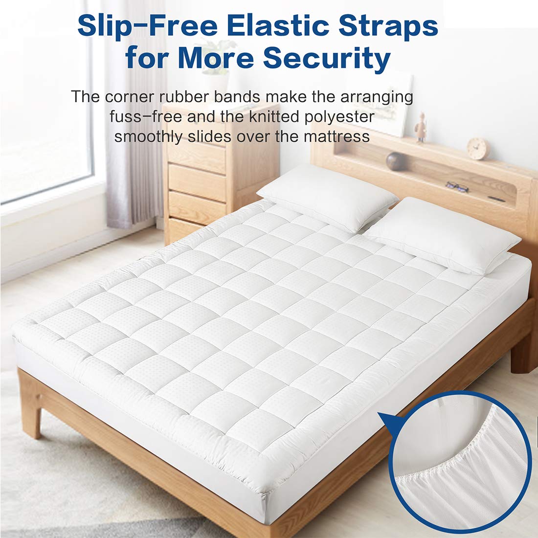Abakan King Mattress Pad Cover Pillow Top Down Alternative Fill Cotton Top Cooling Breathable Soft Mattress Topper Fitted 8"-21" Deep Pocket