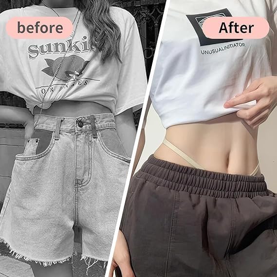 2PCS Crop tuck band,tuck band adjustable,croptuck Adjustable Band,crop band for tucking shirts,Shirt Stays Belt for Women (Black-White, Medium)