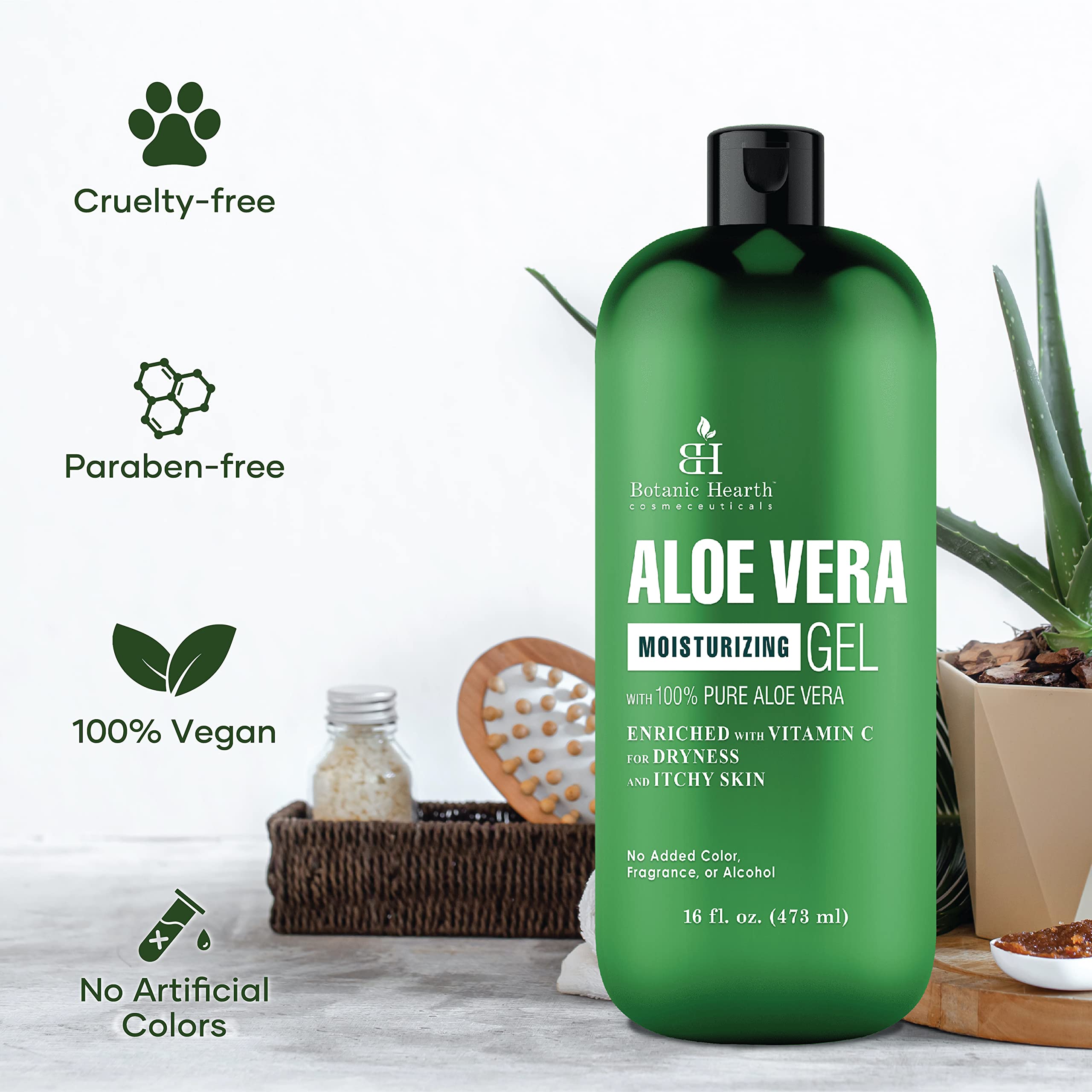 Botanic Soothing Hearth Aloe Vera LIQUID Gel - From 100% Pure and Natural Cold Pressed Aloe Vera, 16 fl oz