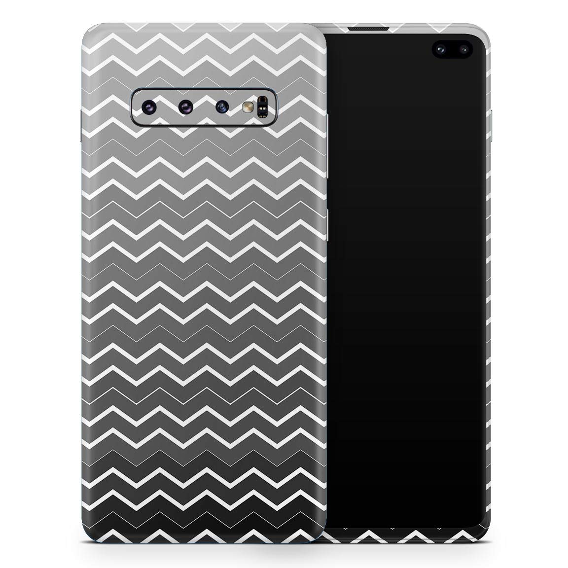 DesignSkinz Black Gradient Layered Chevron Protective Vinyl Decal Wrap Skin Cover Compatible with The Samsung Galaxy S20 (Screen Trim & Back Glass Skin)