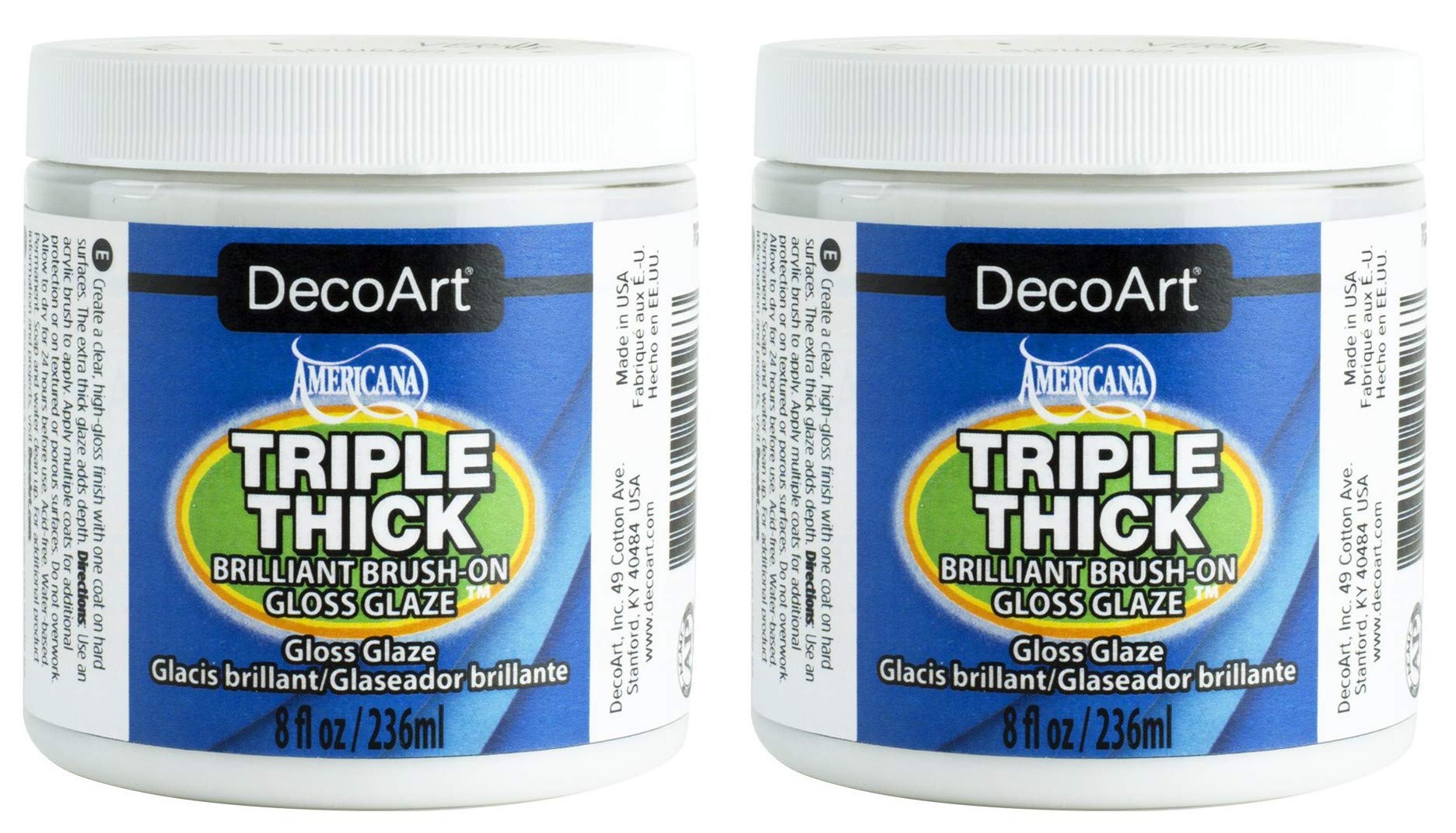 2-Pack Bundle - DecoArt Triple Thick Gloss Glaze (Jar) - 8-Ounces Each