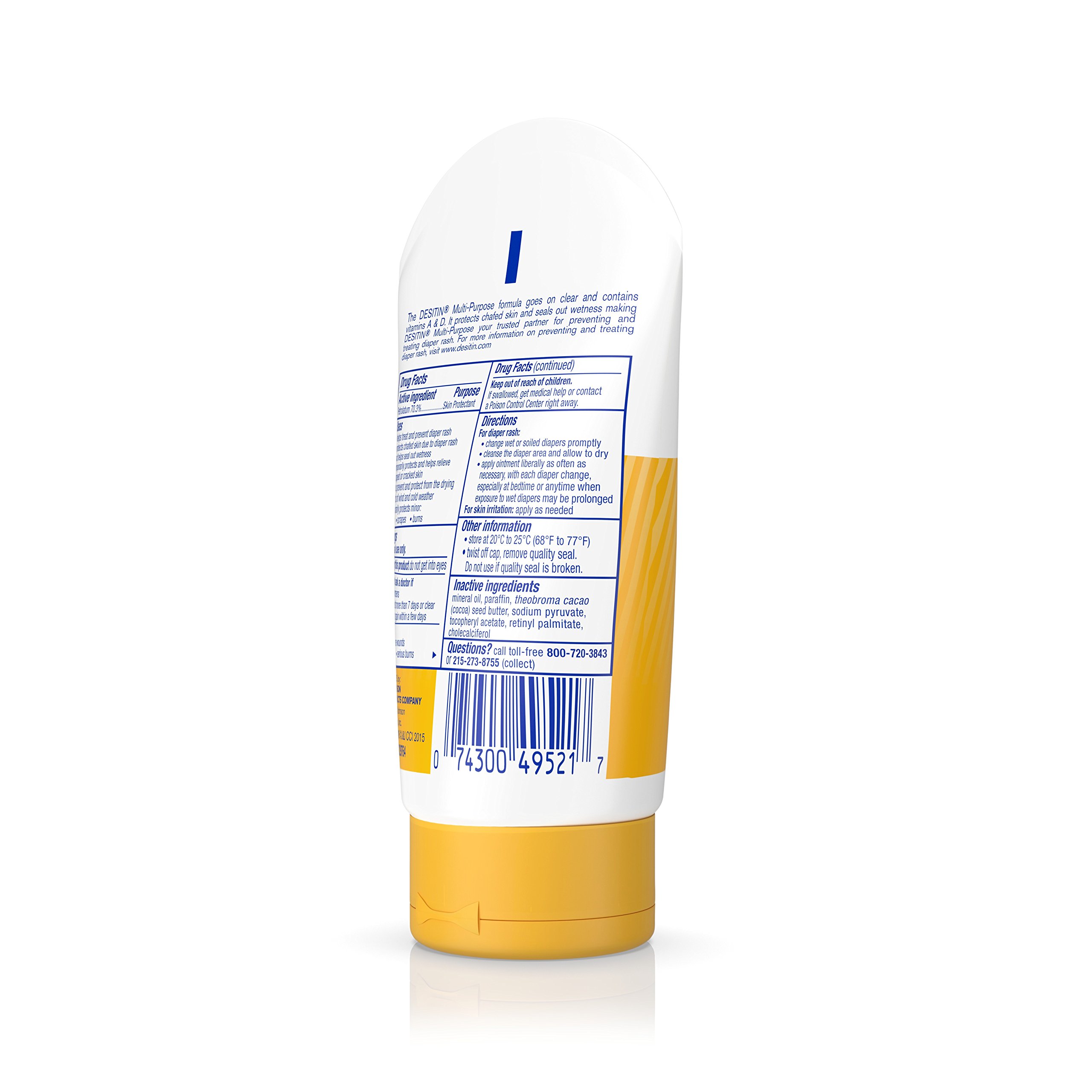 Desitin Skin Protectant and Diaper Rash Ointment Multi-Purpose with Vitamins A & D, Travel Size, 3.5. Oz Tube