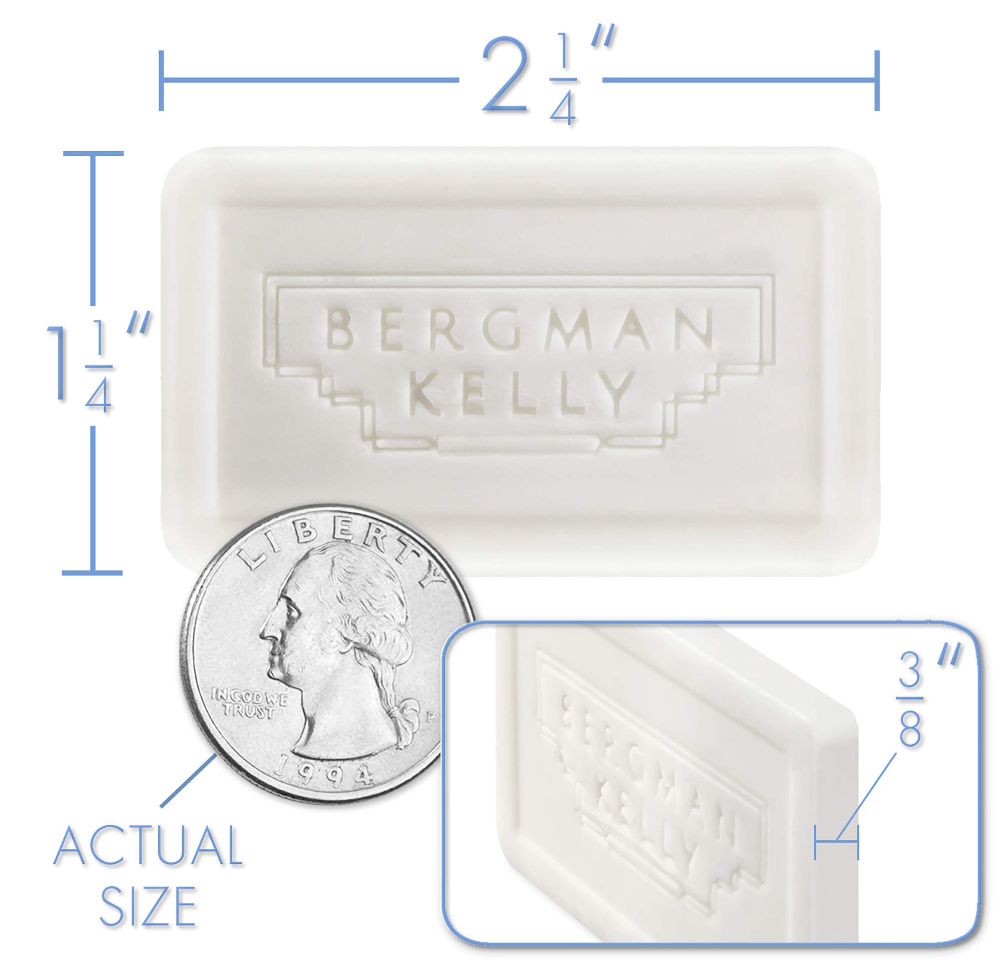 BERGMAN KELLY - Hotel Soap Bars - White Tea, 0.5 oz, 100 PK - Travel Size Luxury Bulk Amenities Bar Soap - Mini Individually Wrapped Rectangular Soap, Small Toiletries for Airbnb, Motel, Guest Bath