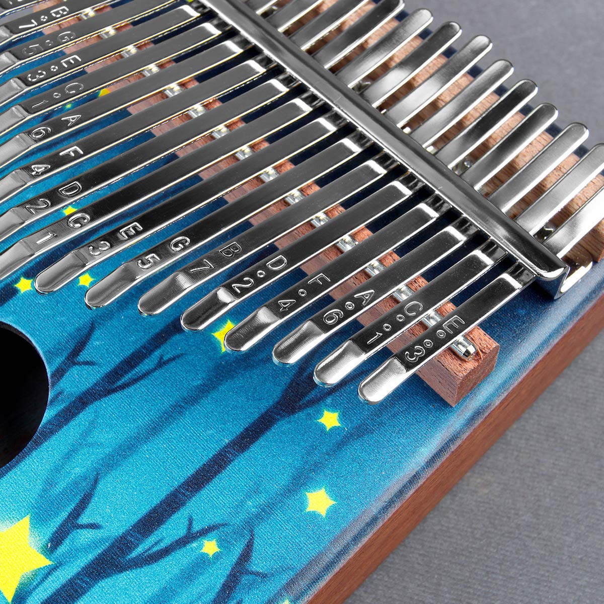 17 Keys Kalimba Thumb Piano Built in EQ Made by Mahogany Acacia with all Accessories Tune Hummer, Finger Piano African Instrument (Blue1)
