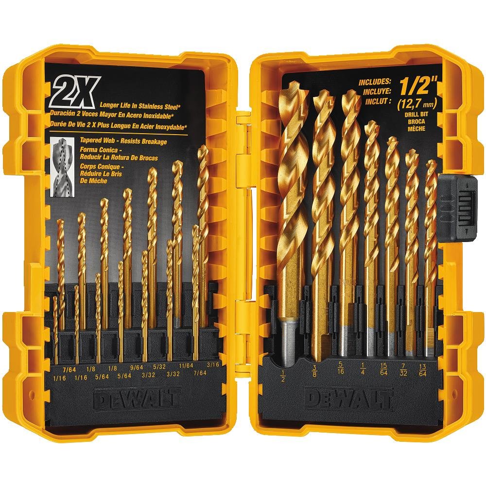 DEWALT DG5543 16 in. 33 Pocket Tool Bag + DEWALT Titanium Nitride Coated Drill Bit Set, Pilot Point, 21-Piece (DW1361)