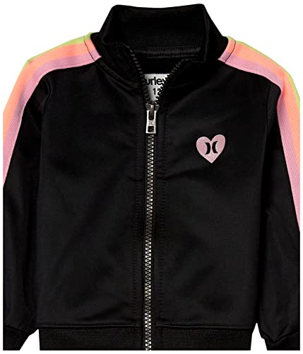 Hurley Baby Girls' Tricot Track Suit 2-Piece Outfit Set, Black, 4T