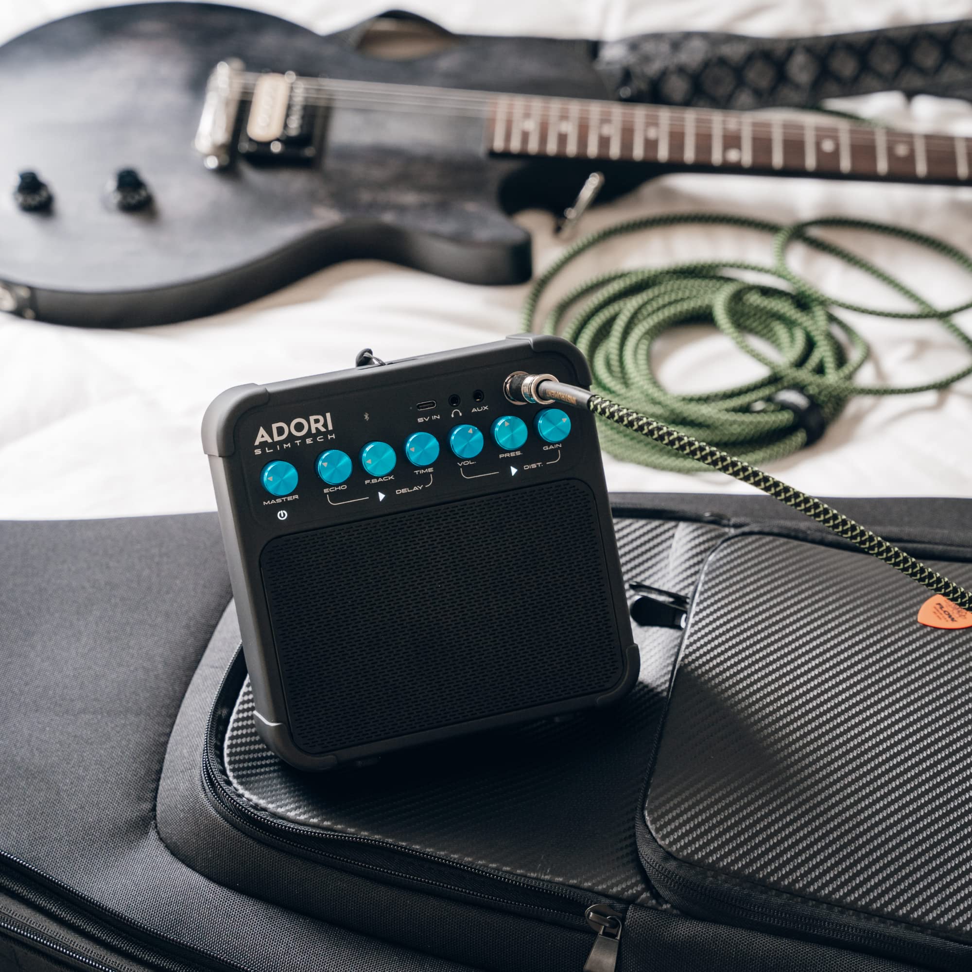 Adori Slimtech - Bluetooth Mini Guitar Amp, Portable Guitar Amp with Rechargeable Type-C 10 Hour Play. Ultimate Electric Guitar Practice Amplifier