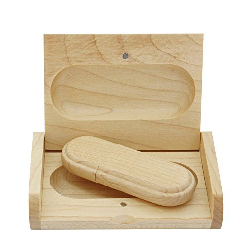 Maple Wood USB Flash Drive with Wooden Box U Disk Memory Stick Pen Drive (2.0/128GB)