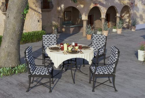 BOSSIMA Indoor Outdoor High Back Chair Cushions Replacement Patio Chair Seat Cushions Set of 2 (Black White Flower)