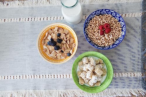 Annovero Cereal Bowls - Set of 6 Dinnerware for Ice Cream, Fruit, Ramen, Cereal, Soup, Colorful Stoneware Dishes for Kitchen, Microwave and Oven Safe, 6.25 Inch Diameter