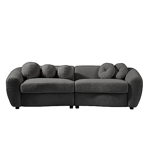 87.7" Curved Cloud Sectional Sofa+5 Decorative Throw Pillows
