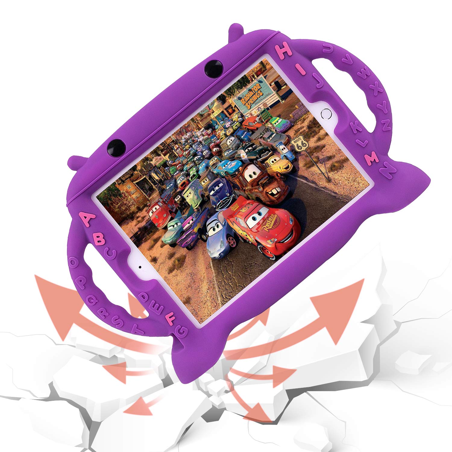 CHIN FAI iPad 10.2 2021 2020 2019 Case for Kids, iPad 9th 8th 7th Generation/iPad Air 3 10.5/ iPad Pro 10.5 Kids Friendly Shockproof Silicone Handle Stand Case (Purple)