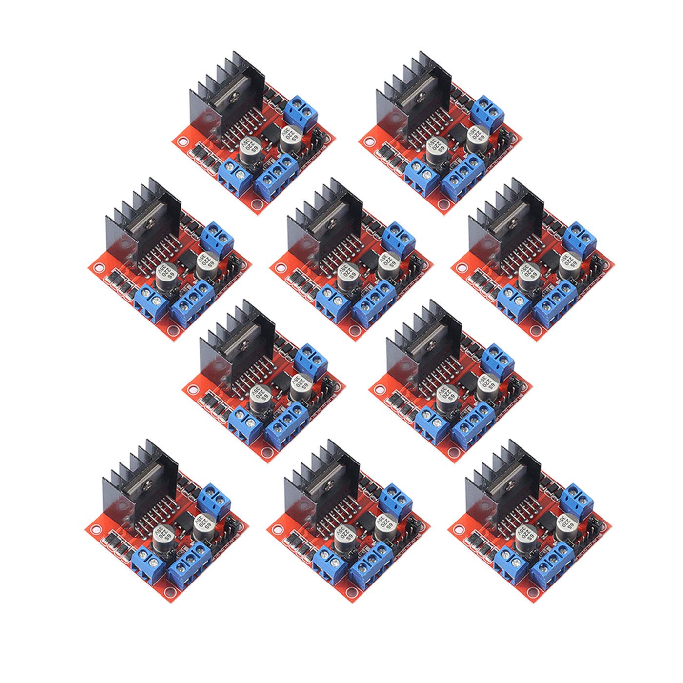 DEVMO 10 Packs L298N Motor Drive Controller Board Module Dual H Bridge DC Stepper Compatible with Ar-duino Electric Projects, Smart Car Robot