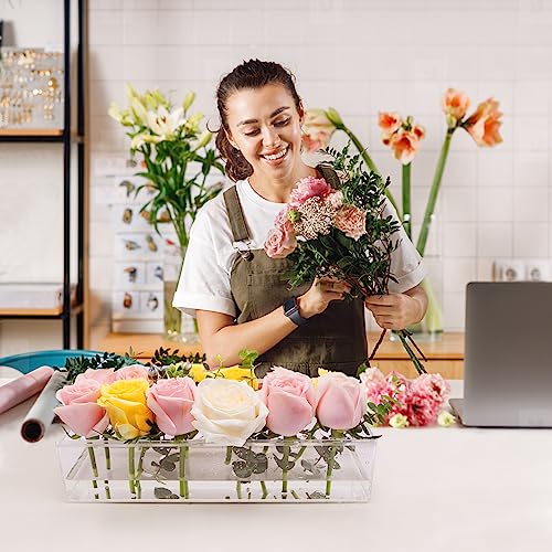 2 Pieces Acrylic Flower Vase Rectangular Floral Centerpiece with Lights - 31.5 Inch Modern Vase Long Rectangle Acrylic Vase for Home Decor