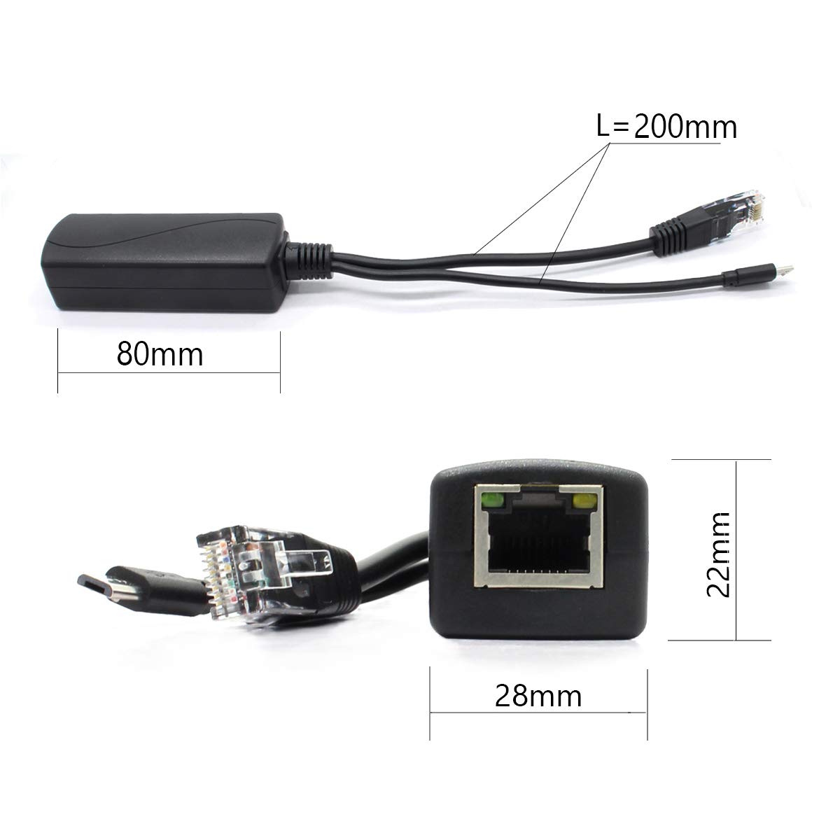 ANVISION 2-Pack 5V PoE Splitter, 48V to 5V 2.4A Adapter with Micro USB Plug, IEEE 802.3af Compliant, for IP Camera, Tablets, Dropcam or Raspberry Pi and More, AV-PS05-1